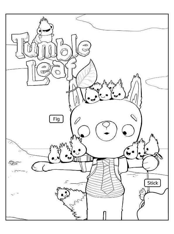 Kids-n-fun | Kleurplaat Tumble Leaf Fig en vriendjes Kids-n-fun | Kleurplaat Tumble Leaf Fig en vriendjes